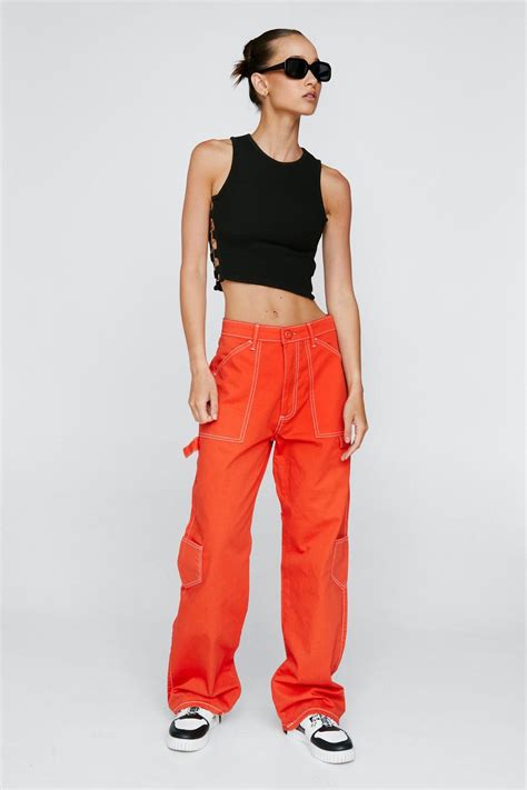 High Waisted Twill Cargo Pants Nasty Gal