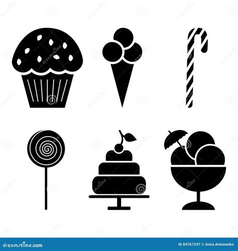 Sweets Icon Set Stock Vector Illustration Of Cupcake 84767247