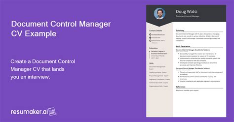 Document Control Manager CV Example For 2024 Document Control Manager CV Example For 2024