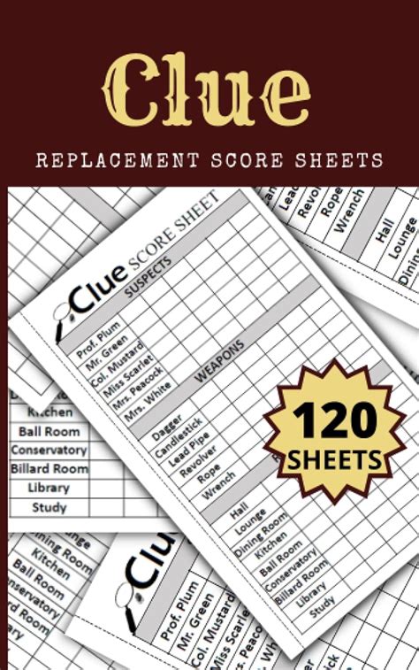 Retro Clue Replacement Score Sheets 120 Score Sheets