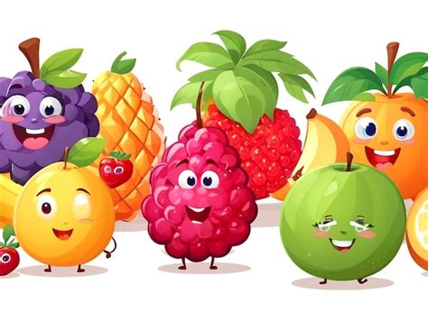 Grupo Vetorial De Ilustração De Desenho Animado De Produto De Frutas De