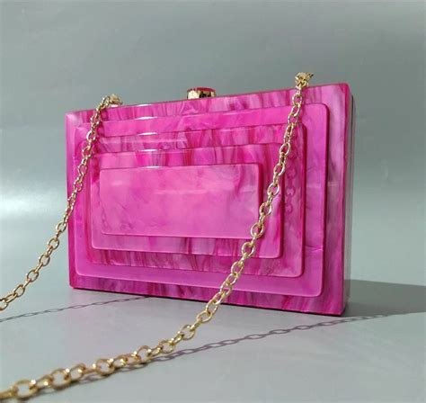 Fuchsia Pink Acrylic Clutch Pearlescent Pink Acrylic Clutch 3d Stair