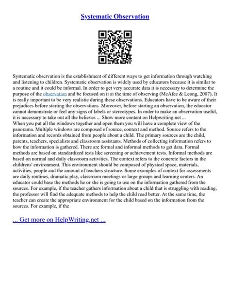 Systematic Observation Pdf