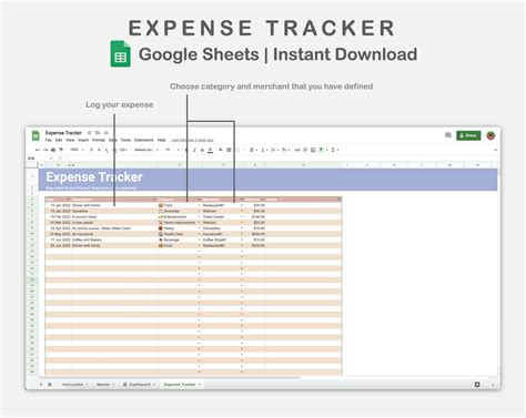 Google Sheets Expense Tracker Expense Tracker Spreadsheet Merchant Tracker Google Sheets