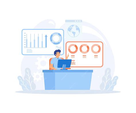 Premium Vector Data Analyst Office Workers Are Studying The Info