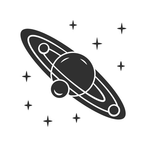 Solar System Glyph Icon Celestial Bodies Orbiting Star Sun Planetary System Planet Three
