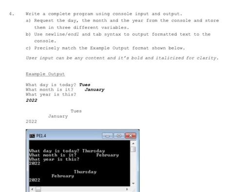 Solved 4 Write A Complete Program Using Console Input And Chegg Com