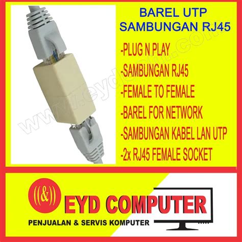 Barel Utp Rj45 Lan Connector Sambungan Kabel Rj 45 Perpanjang Penyambung Cabel Conector Ethernet