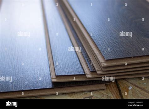 Laminate Laying Brown Glossy Laminate On The Floor Of The House
