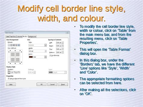 Word Processing Table Formatting