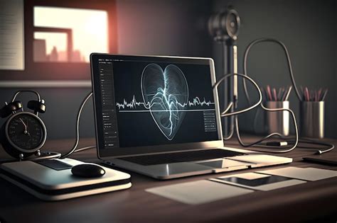 Premium Photo A Laptop With A Heart On The Screen And A Monitor With
