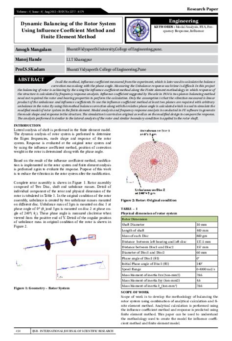 Pdf Dynamic Balancing Of The Rotor System Using Influence Coeffcient Method And Finite Element