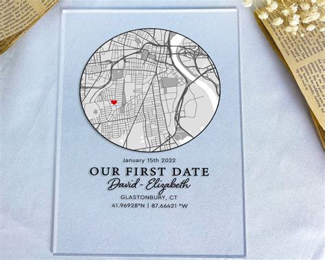 Personalized Map Our First Date Acrylic Plaque Couple Custom Etsy