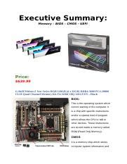 Project Memory BIOS CMOS UEFI Docx Executive Summary Memory BIOS CMOS UEFI Price 639