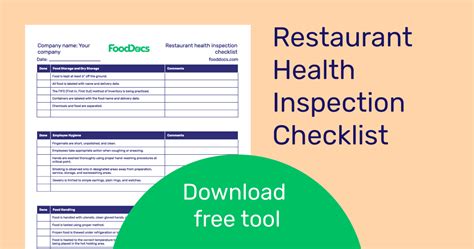Restaurant Health Inspection Checklist Free Download And Guide