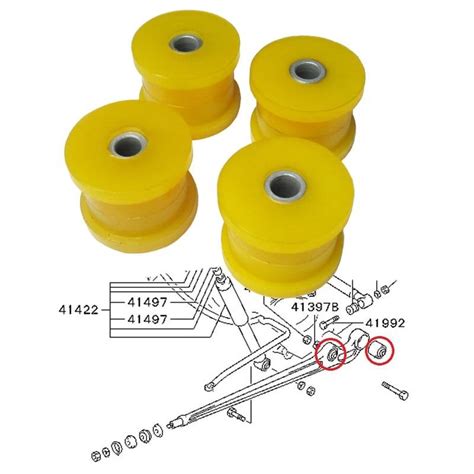 Silentblocs 65mm polyuréthane des bras arrières pour Pajero II