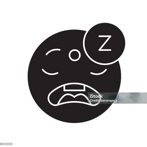 Ikon Konsep Vektor Hitam Emoji Tidur Ilustrasi Emoji Tidur Datar Tanda