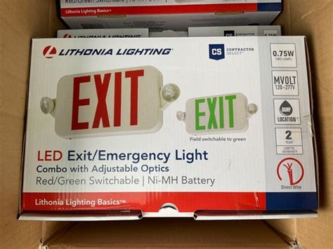 Lithonia Ecrg Rd M6 Led Emergency Light Exit Combo Unit Switchable Red