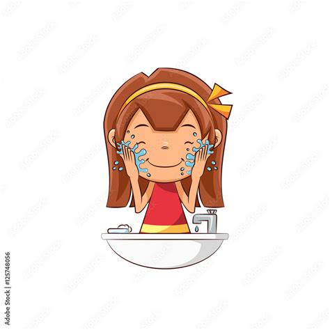 Girl Washing Face Stock Vector Adobe Stock