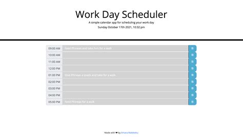 Github Amaramai Work Day Planner