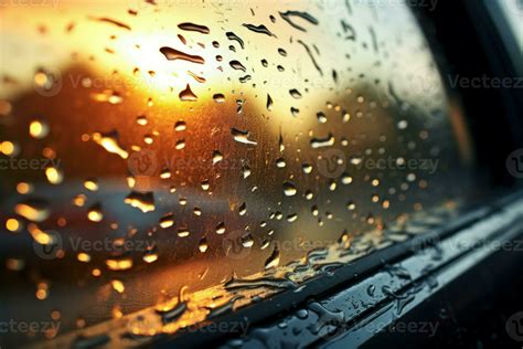 Shimmering Water Rain Droplets Car Window Generate Ai 30580275 Stock