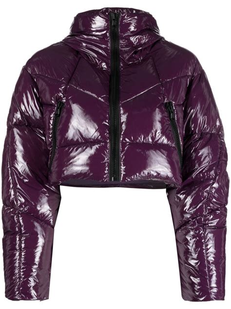Canadian Club Glossy Effect Cropped Puffer Jacket In Purple Modesens