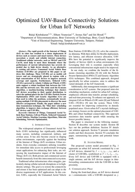 Pdf Optimized Uav Based Connectivity Solutions For Urban Iot Networks