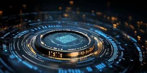 Futuristic Digital Padlock And Shield Symbol Glowing Within A