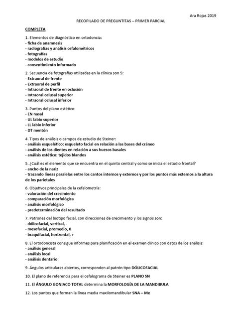 Primer Parcial Pdf Ortodoncia Anatomía Humana
