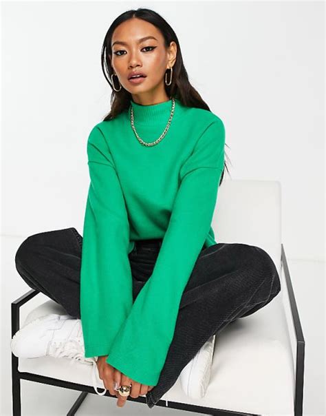 Asos Design Maglione Accollato Morbidissimo Verde Acceso In