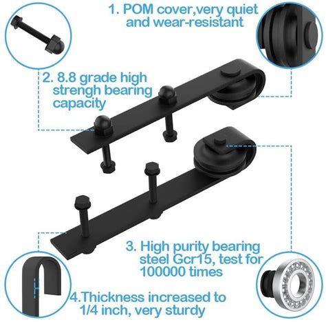 8 20ft Black Bypass Sliding Barn Wood Door Hardware Closet Track Kit