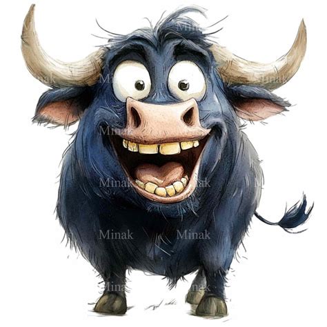 15 Funny Bull Clipart Png Cartoon Black Bull With Big Smile Quirky