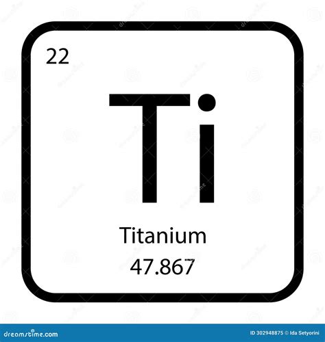 Titanium Icon Ti Chemical Element Atomic Number 22 Mass 47 867 Yellow Square Image Vector