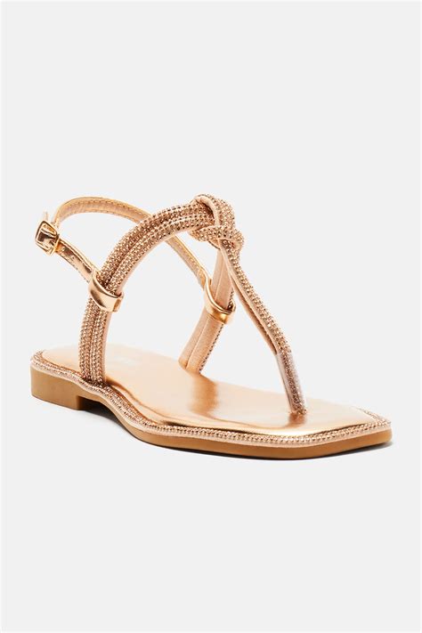 Lizzy Embellished Sandals Rose Gold Fashion Nova