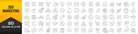 Premium Vector Seo And Marketing Line Icons Collection Big Ui Icon Set In A Flat Design Thin