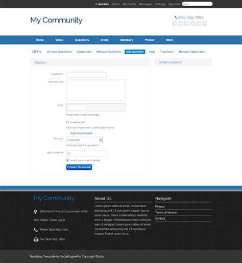 Bootstrap Template Template For SocialEngine