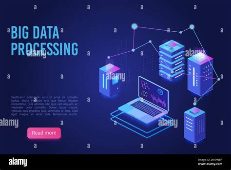 Big Data Processing And Analysing Landing Page Vector Template Analytics Data Servers Server