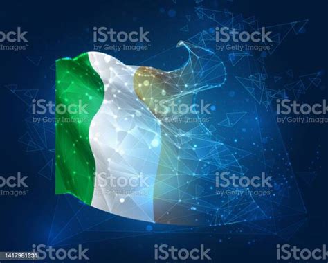파란색 배경의 삼각형 다각형에서 아일랜드 벡터 플래그 가상 추상 3d 개체 0명에 대한 스톡 벡터 아트 및 기타 이미지 0명