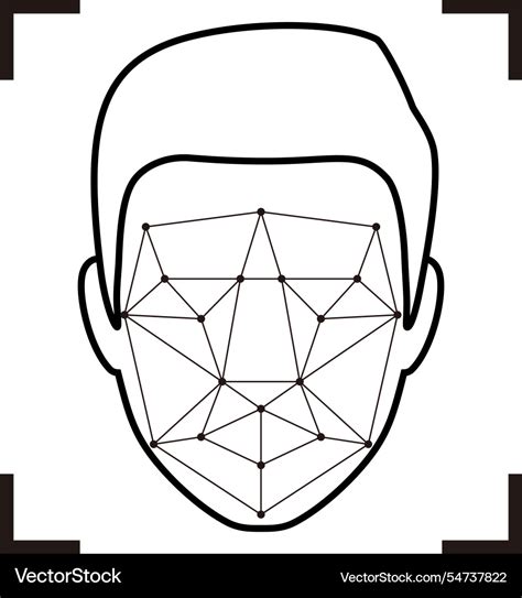 Face Id Facial Recognition System Concept Icons Vector Image