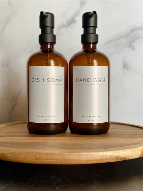 Glass Bottle Set Hand Washdish Soap Set Soap Dispensers Etsy