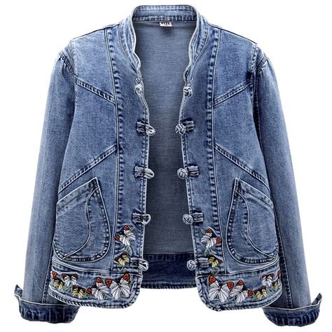 Jaqueta Jeans Feminina Nova Primavera Outono Roupas Bordadas Curto Denim Jaquetas Casaco