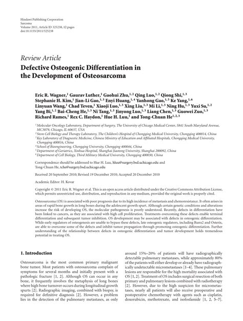 Pdf Defective Osteogenic Differentiation In The Development Of