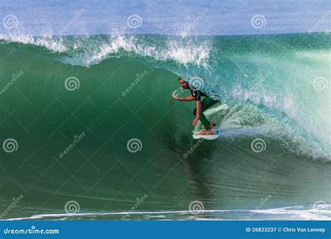 Surfing Rides Inside Wave Editorial Photography Image 26823237