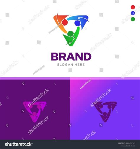 Unity Triangle Digital Creative Logo Design Stock Vector Royalty Free