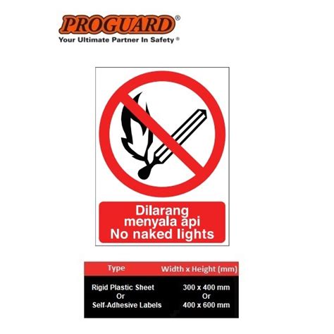 Proguard No Naked Lights Prohibition Safety Sign Indoor Outdoor
