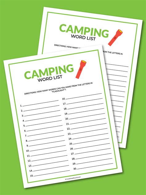 Camping Word List Fun All Year Round