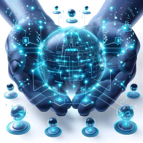 Global Digital Transformation In The Hands Of Innovation Futuristic Interface With Interactive