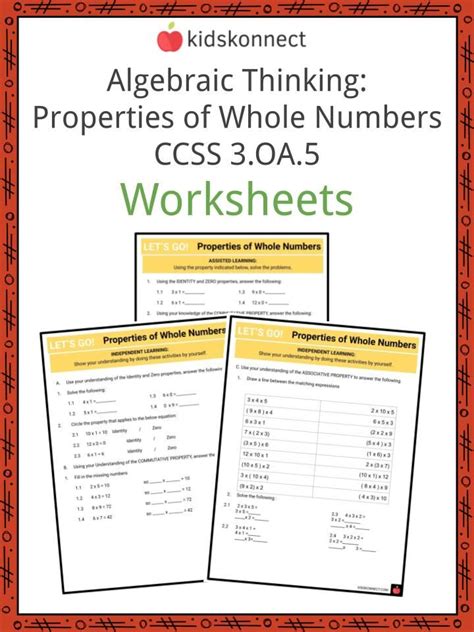 Algebraic Thinking Properties Of Whole Numbers Ccss 3oa5 Worksheets Library