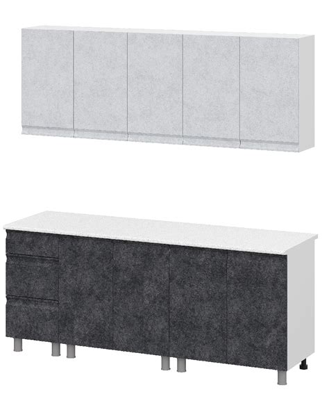 Гарнитур кухонный Sv МЕБЕЛЬ Вельвет Лайт 2000х600 мм белый бетон снежный бетон графит антарес