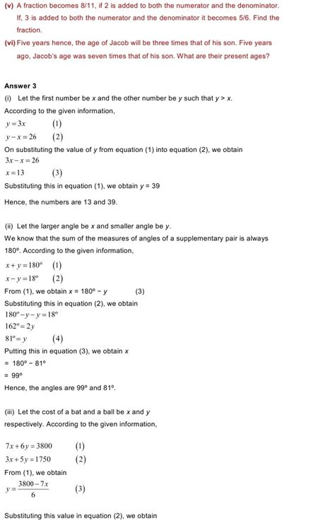 NCERT Solutions For Class Mathematics Chapter Pair Of Linear Equations In Two Variables